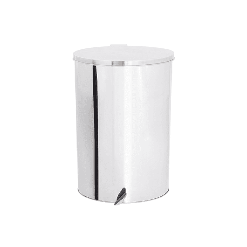 Lixeira Inox 80 Litros com Pedal e Tampa Aço Inox (40x70cm) - JJ Comércio